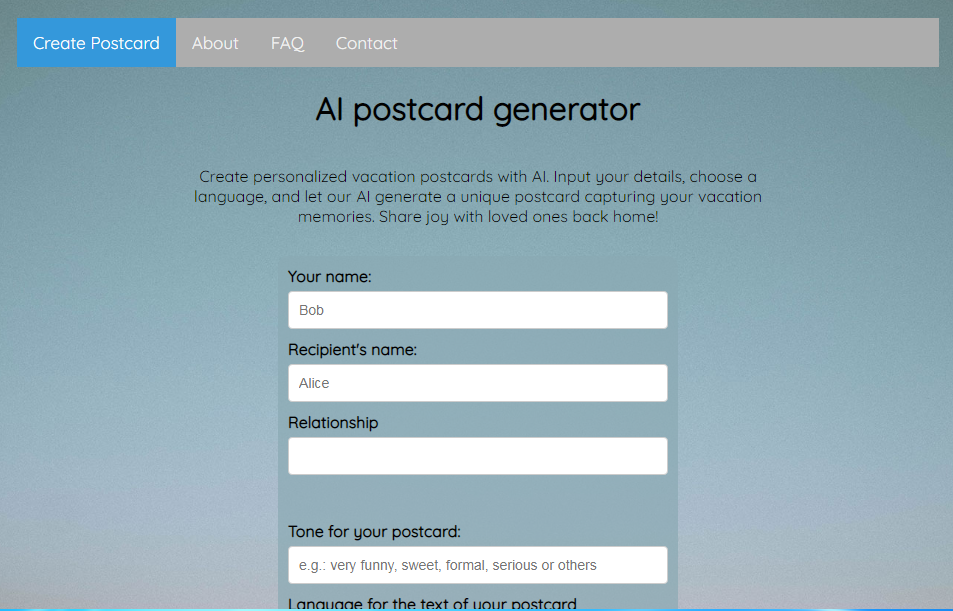 AI Postcard Generator