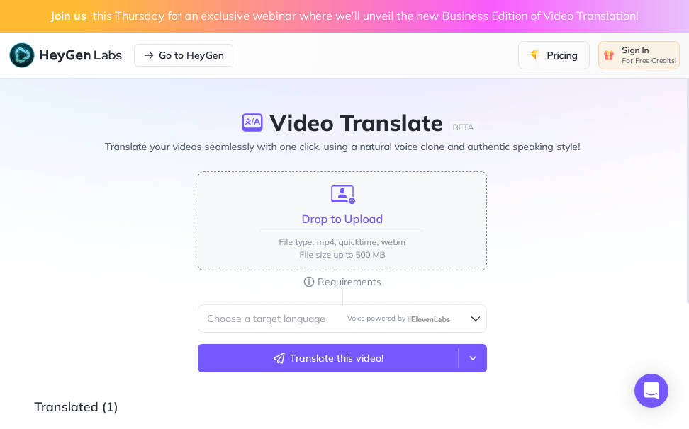 Hey Gen Video Translator