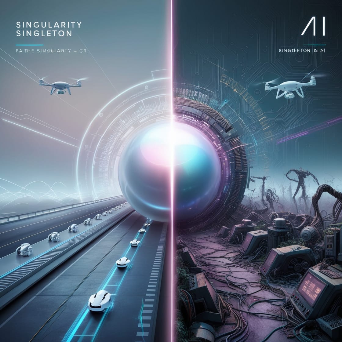 Singularity Singleton in AI: Two Paths to Humanity's Tech Future