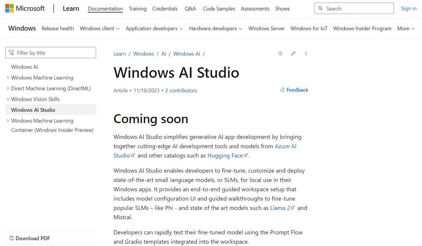 Windows AI Studio