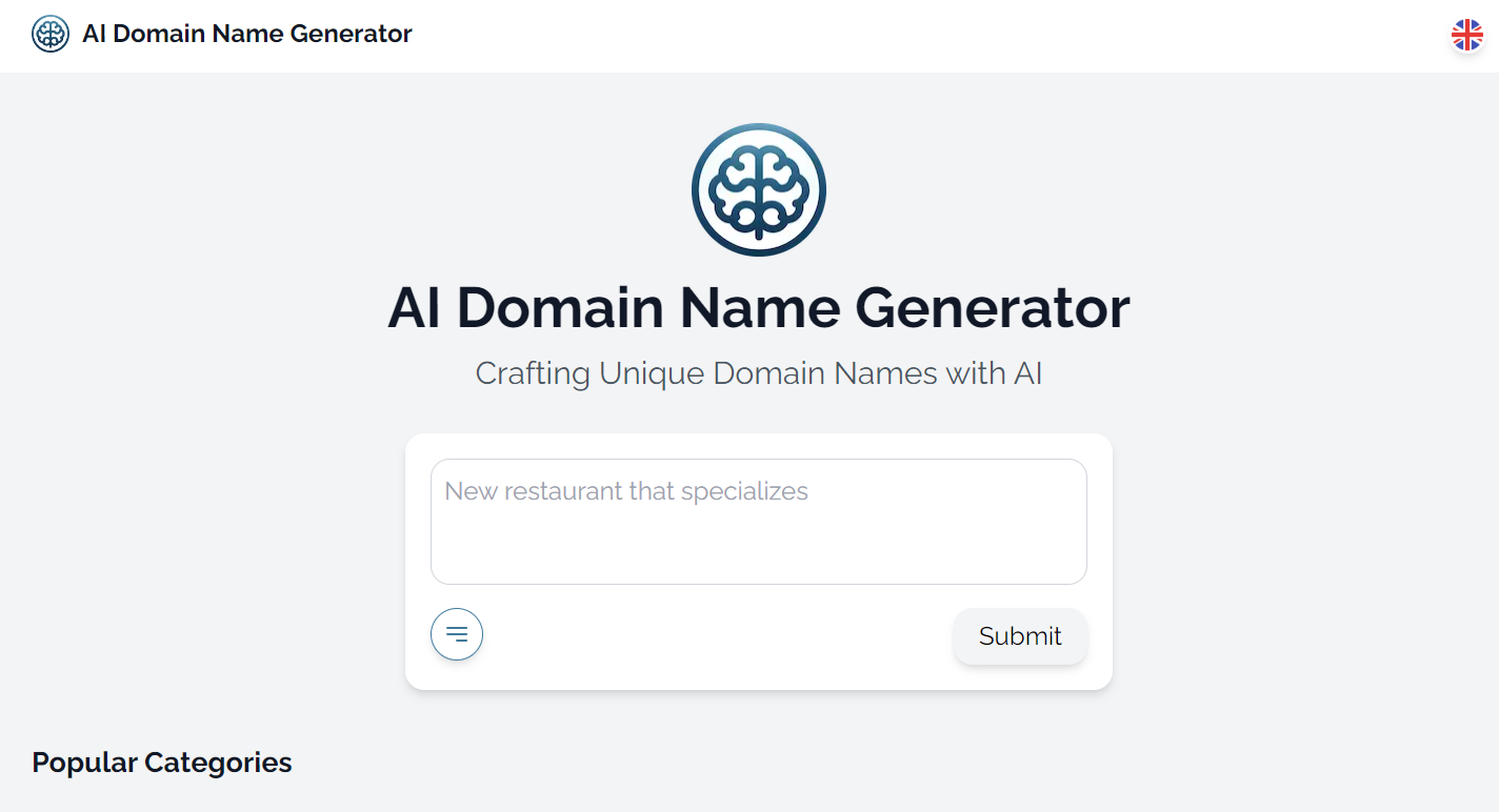 Multilanguage AI Domain Name Generator
