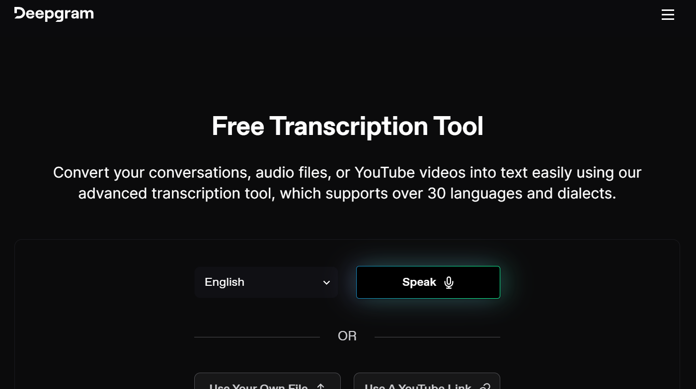 Free Transcription Tool Deepgram