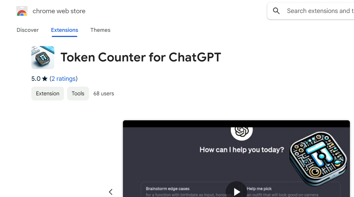 Token Counter for ChatGPT - Chrome Extension