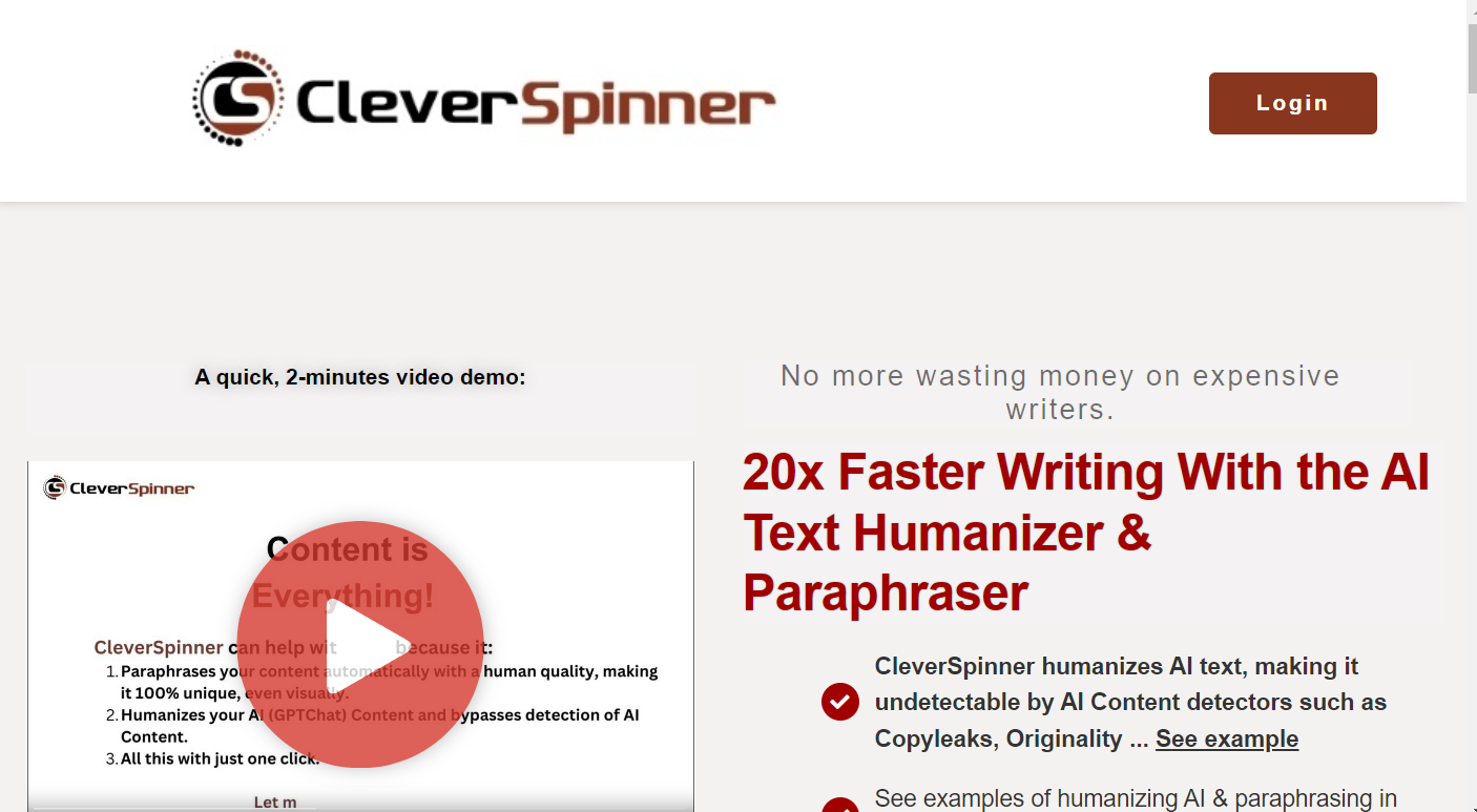 CleverSpinner - AI Humanizer & Paraphrasing Tool