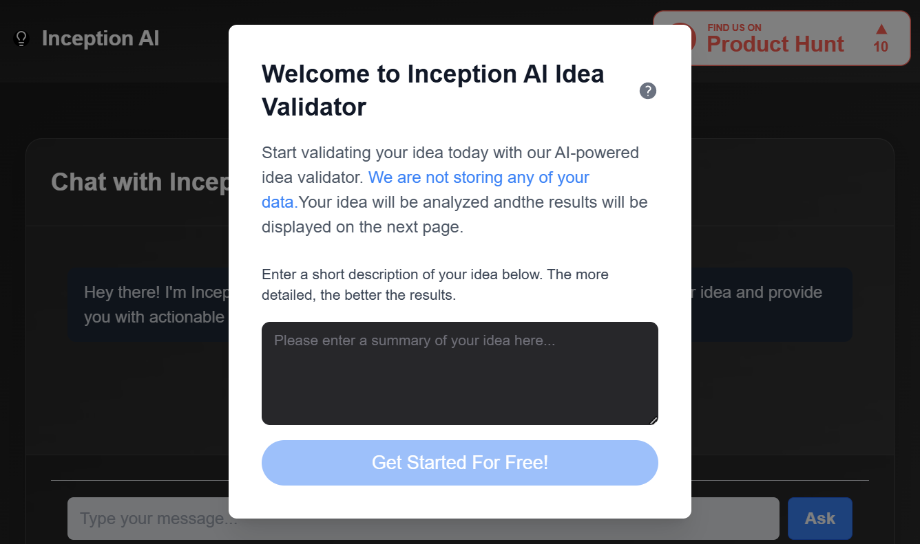 Inception AI Idea Validator