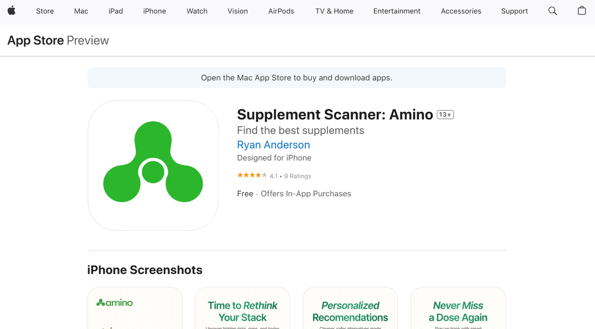 Amino: Supplement Scanner