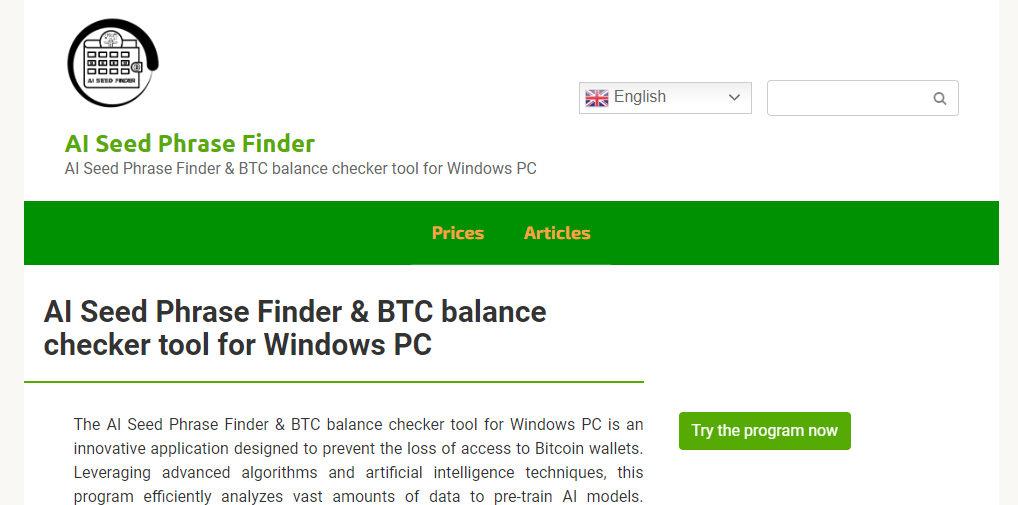 AI Seed Phrase Finder & BTC balance checker tool for Windows PC